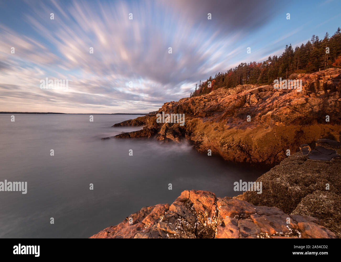 Acadia National Park at Sunrise in Maine along the coast Stock Photo ...