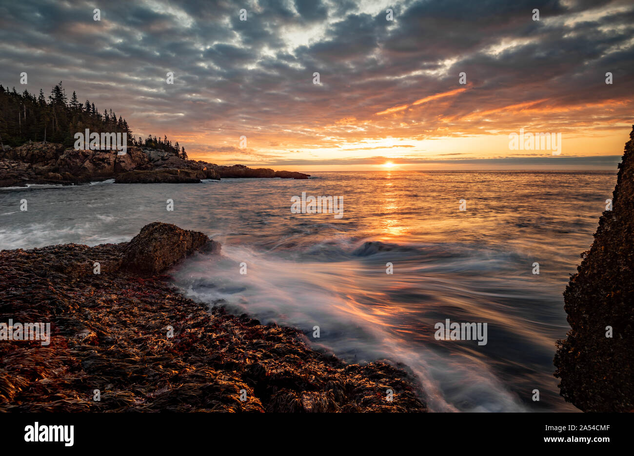 Acadia National Park at Sunrise in Maine along the coast Stock Photo ...