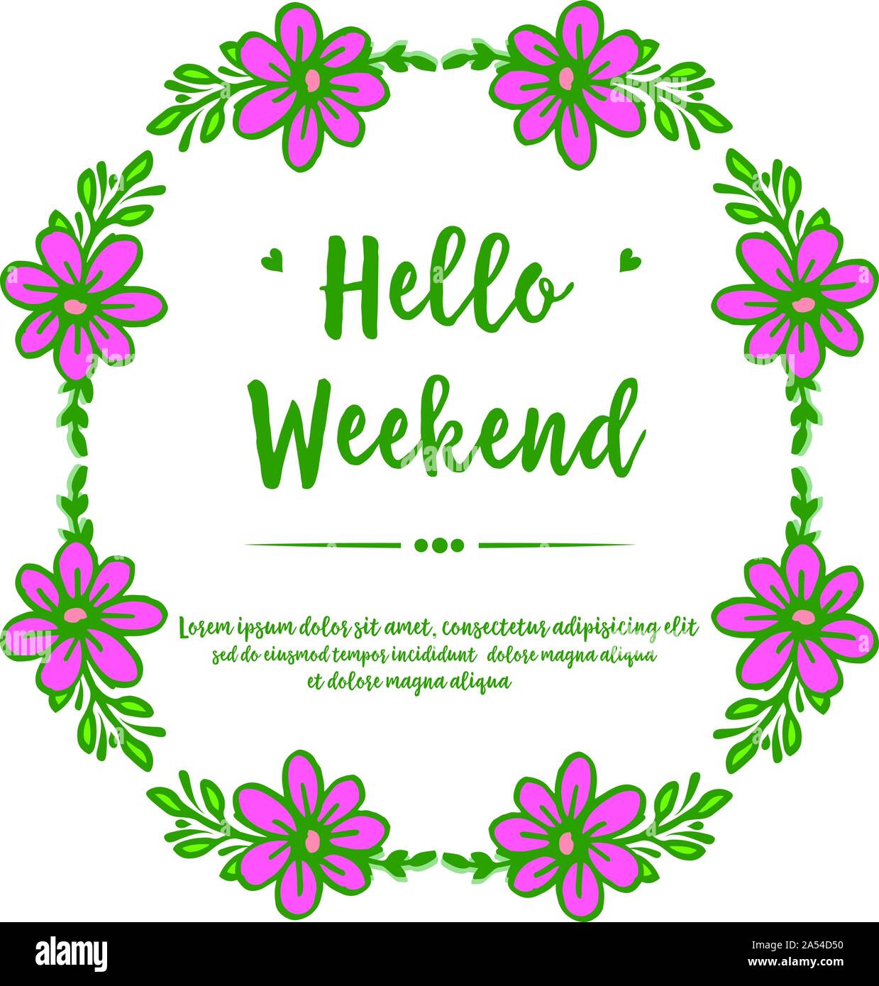 Cute pink flower frame, for card hello weekend. Vector Stock Vector ...