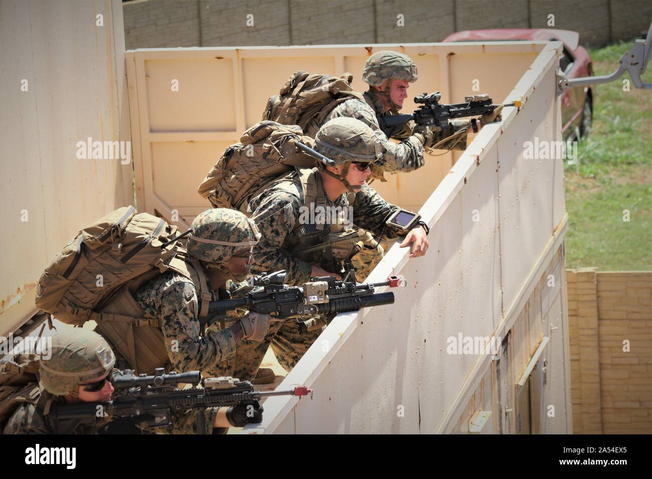 A Marine Corps squad leader with Charlie Company, 1st Battalion, 3rd ...