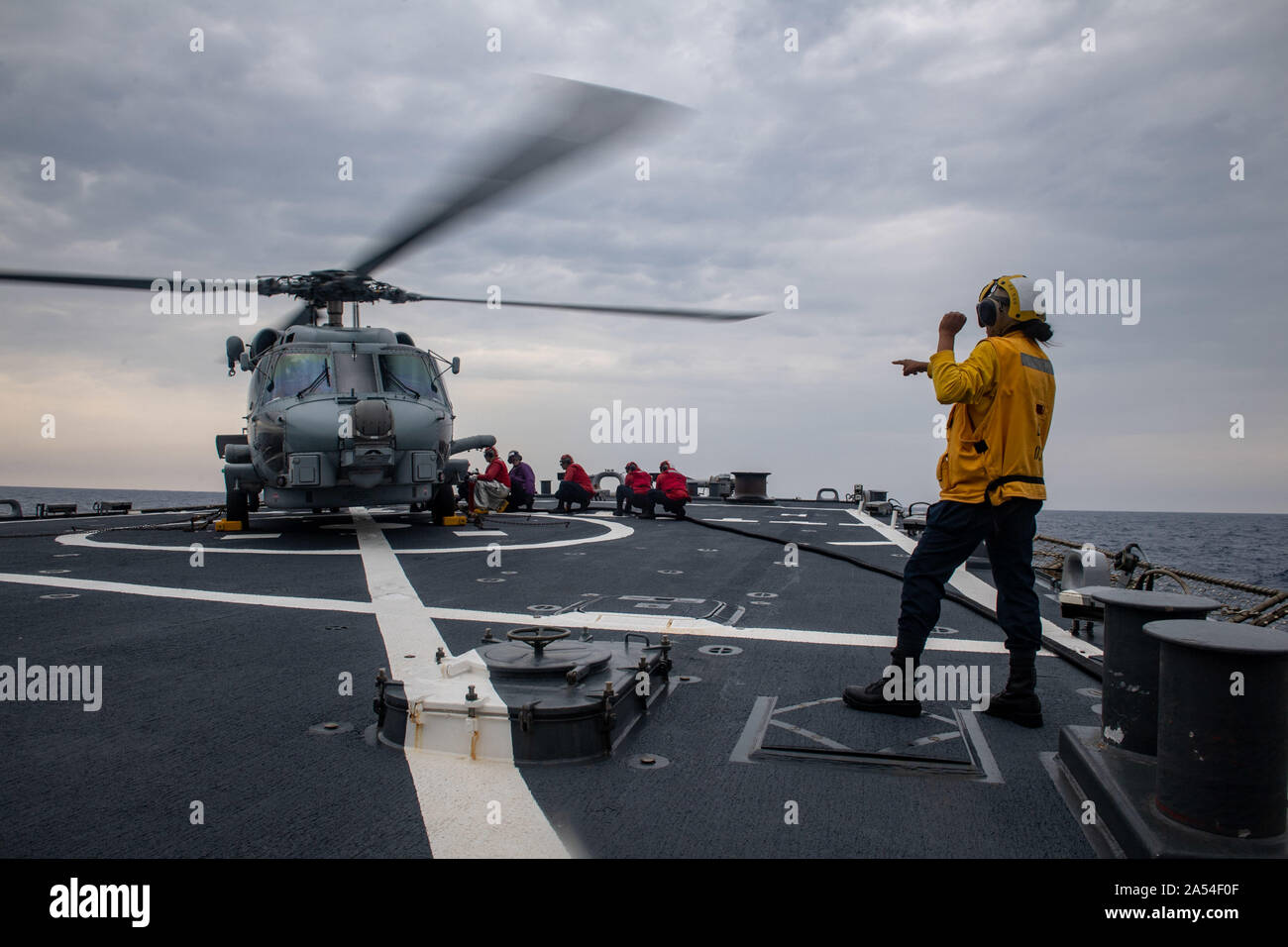 MEDITERRANEAN SEA (Oct. 10, 2019) — Sailors aboard the Arleigh Burke ...