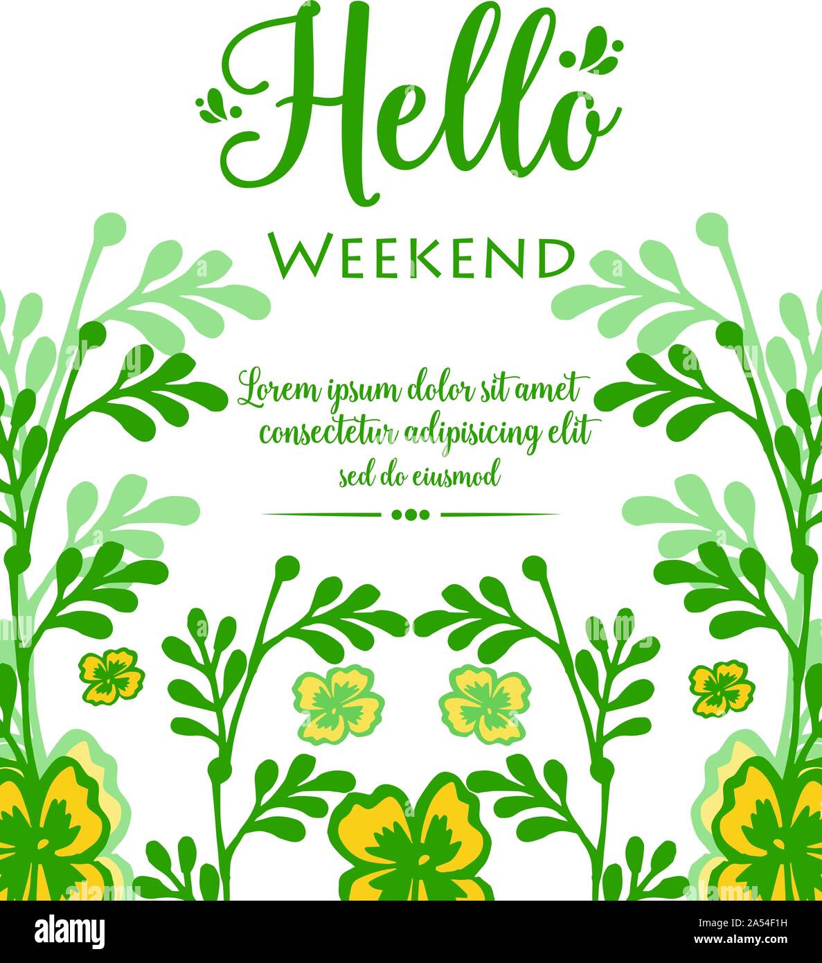 Graphic yellow wreath frame for template hello weekend. Vector Stock ...