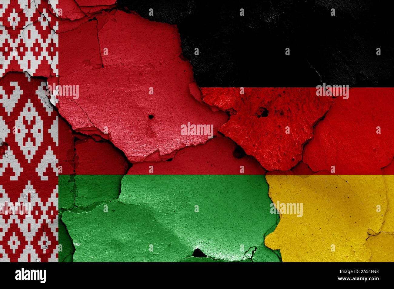 flags of Belarus and Germany painted on cracked wall Stock Photo - Alamy