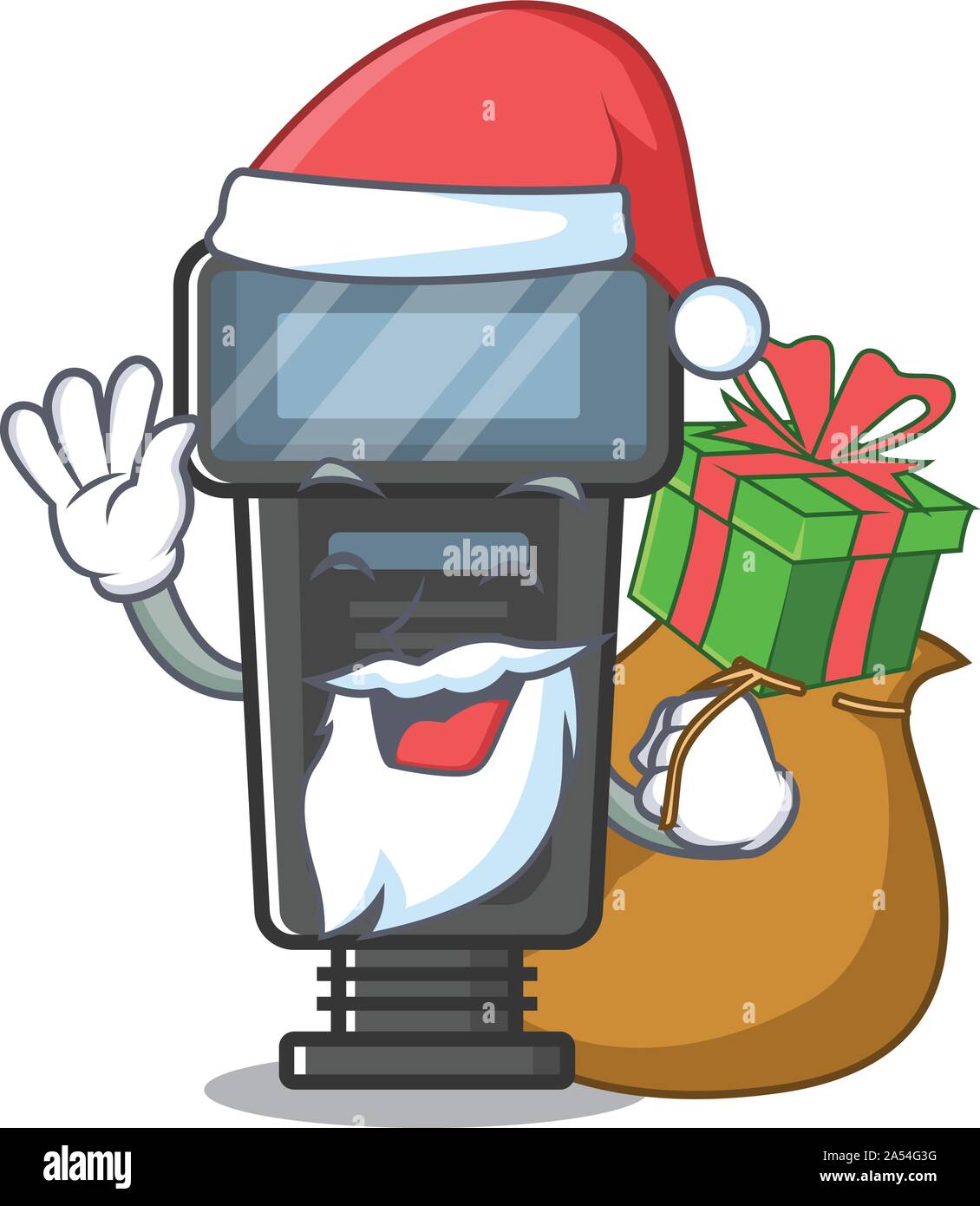 Santa with gift camera flash with the a character Stock Vector Image ...