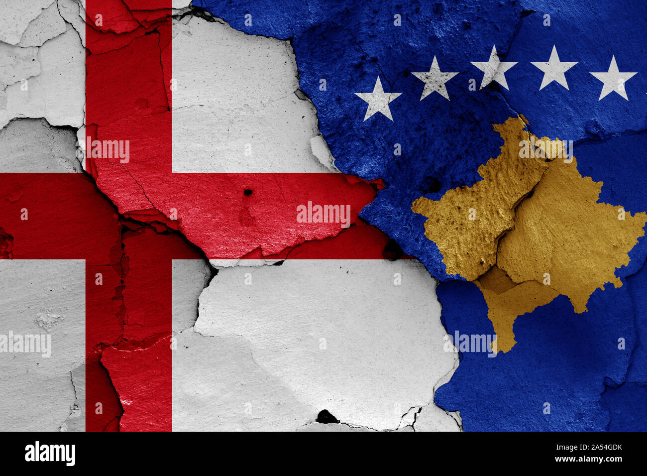 flags of England and Kosovo painted on cracked wall Stock Photo - Alamy