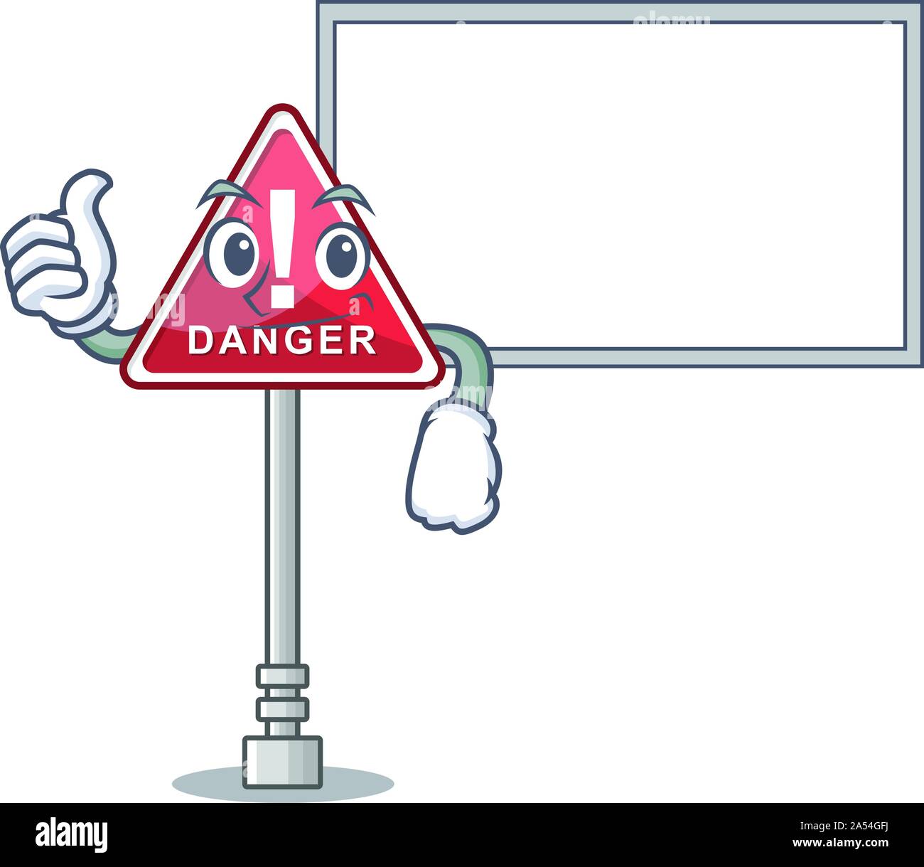 Thumbs up with board danger with on the in cartoon Stock Vector Image ...