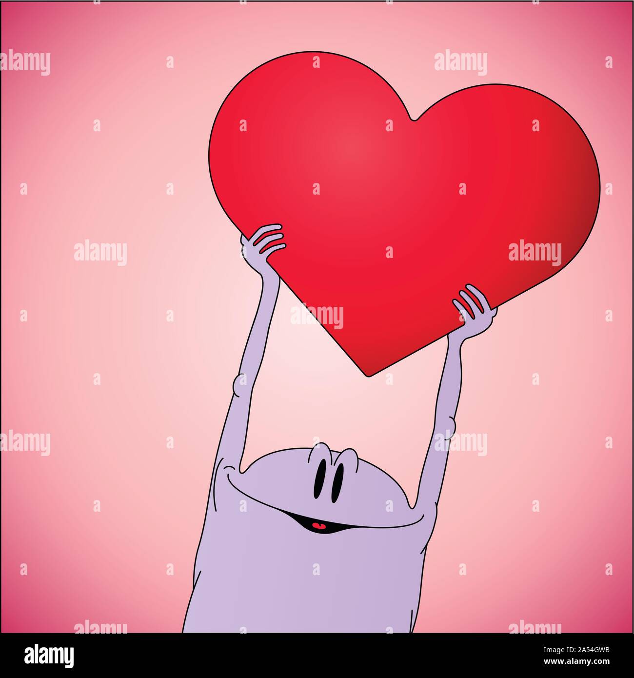 Valentines Day card with character holding heart Stock Vector Image ...
