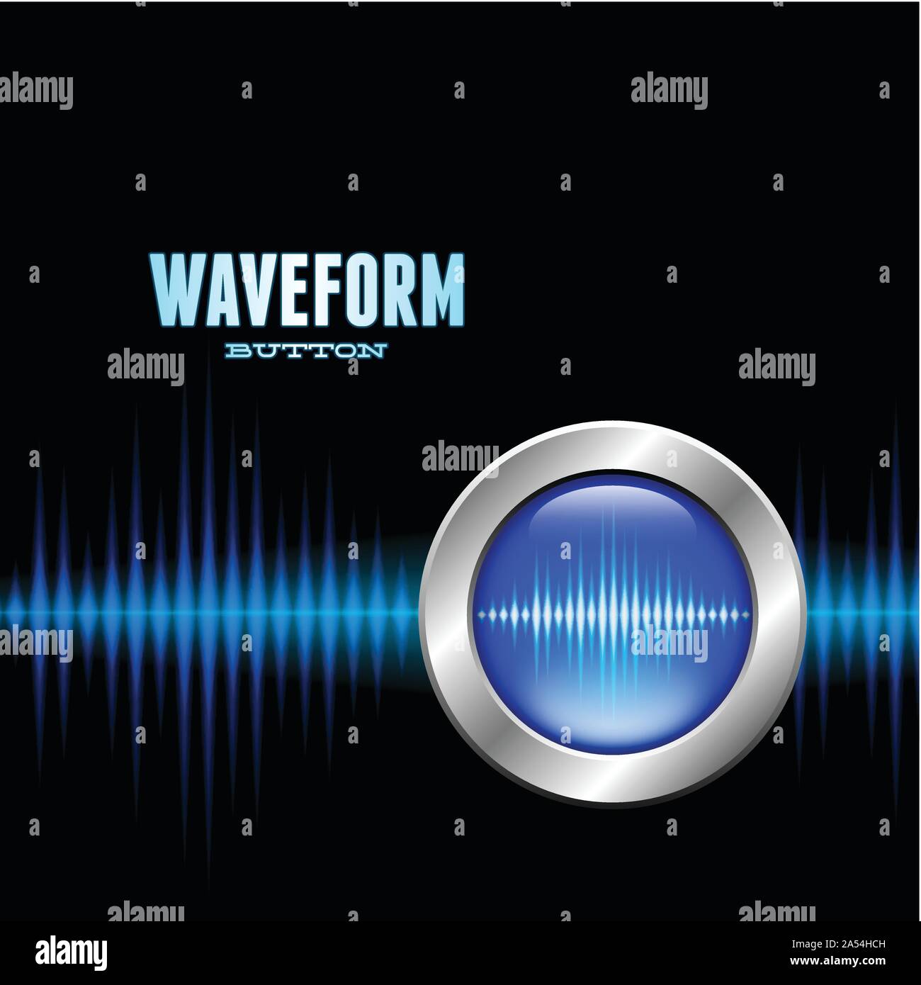 Silver button with sound waveform sign Stock Vector Image & Art - Alamy