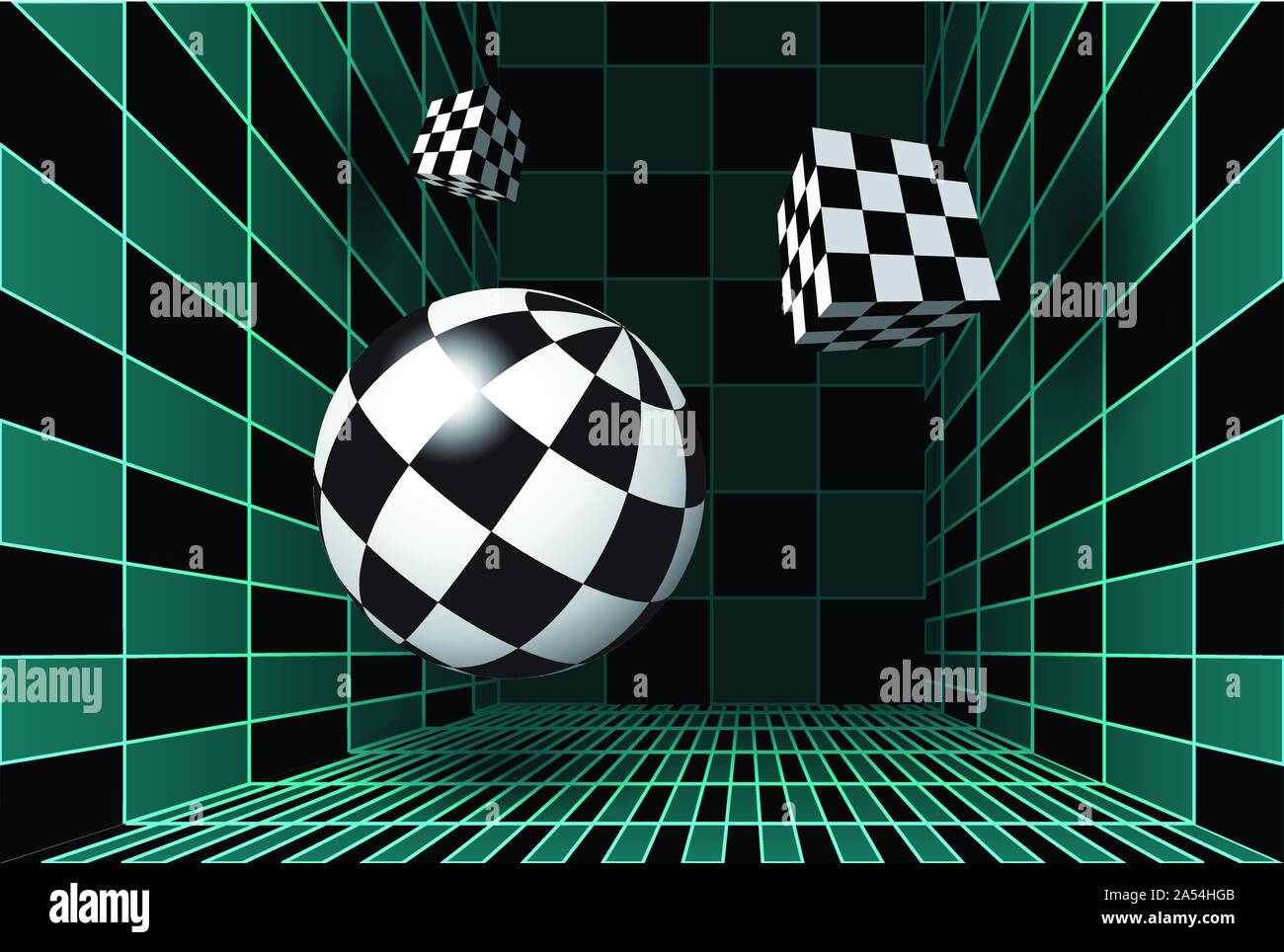Digital checkered room with 3D figures Stock Vector Image & Art - Alamy