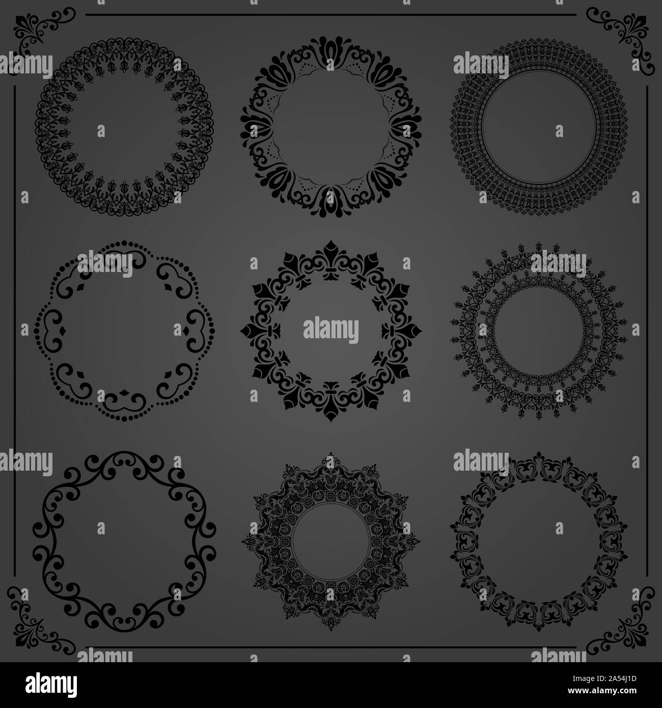 Vintage Set of Round Elements Stock Photo - Alamy