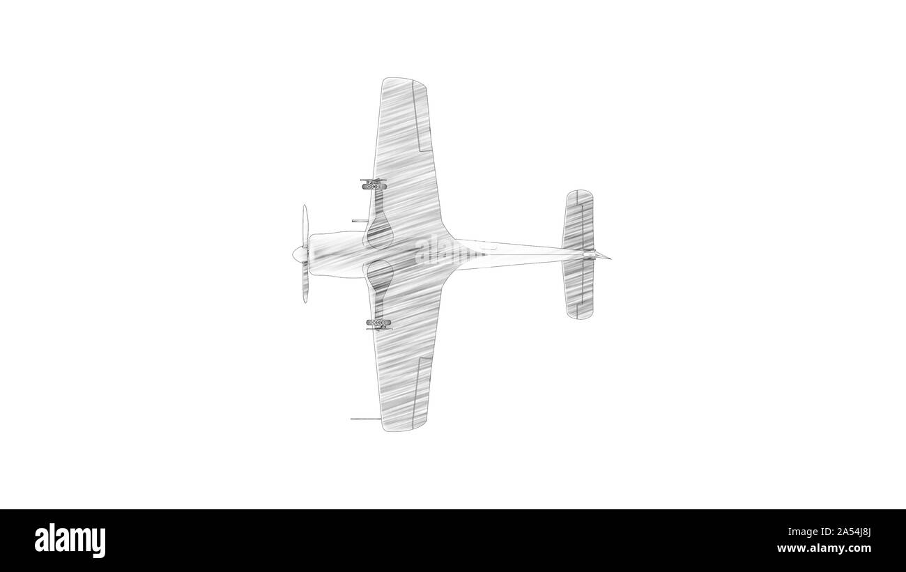 Line illustration of a world war 2 fighter airplane isolated in white ...