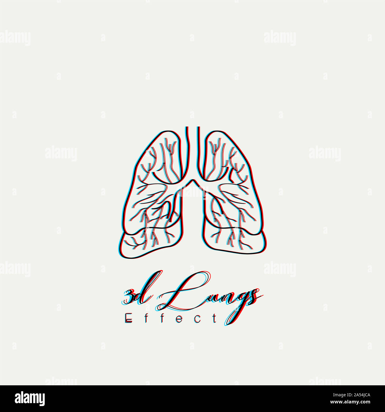 (Red blue) color effect Lungs Cartoon Vector Stock Photo - Alamy