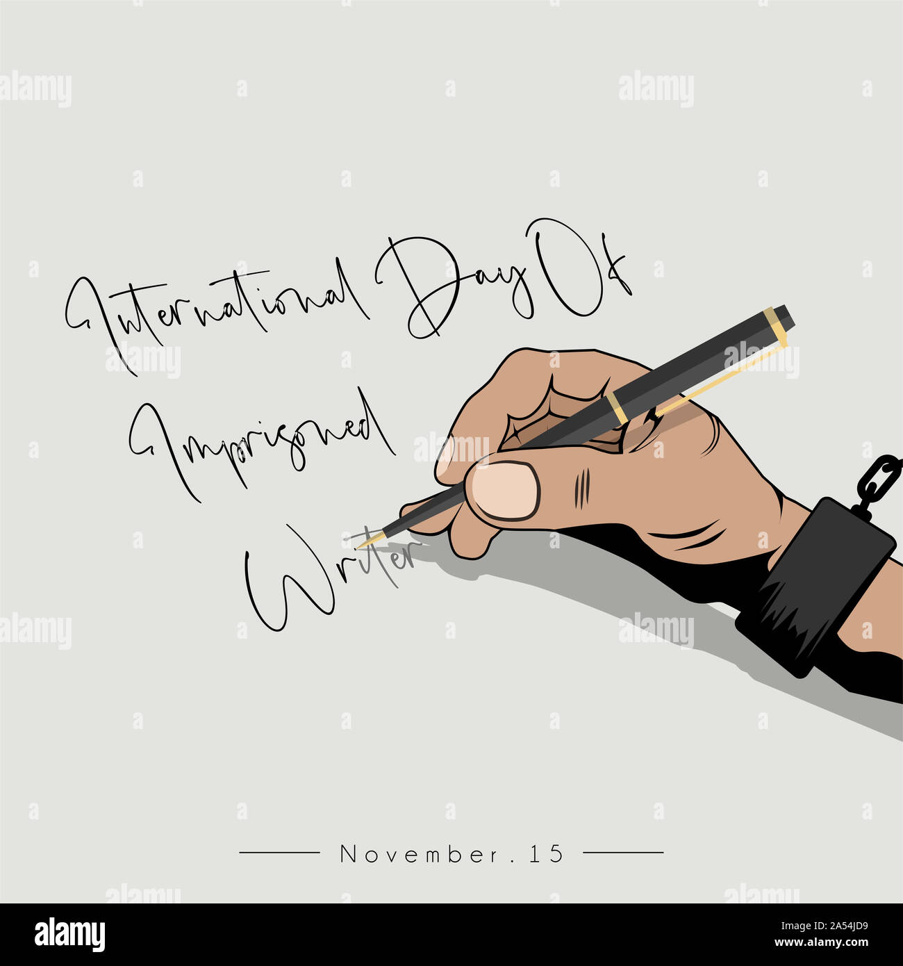 International Day Of Imprisoned Writer with the handcuffed hand is ...