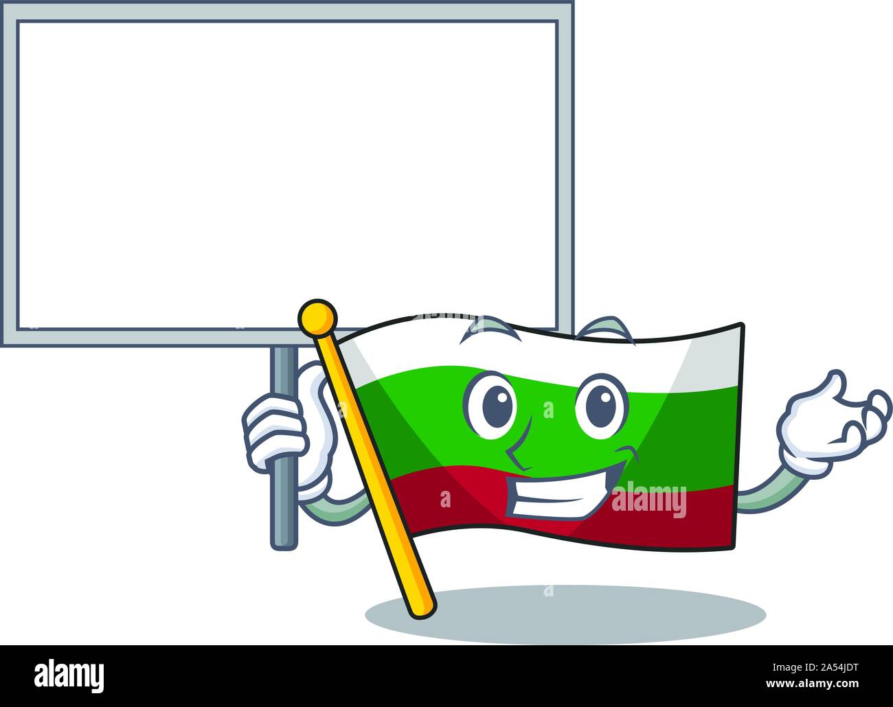 Bring board flag bulgarian hoisted on cartoon pole Stock Vector Image ...