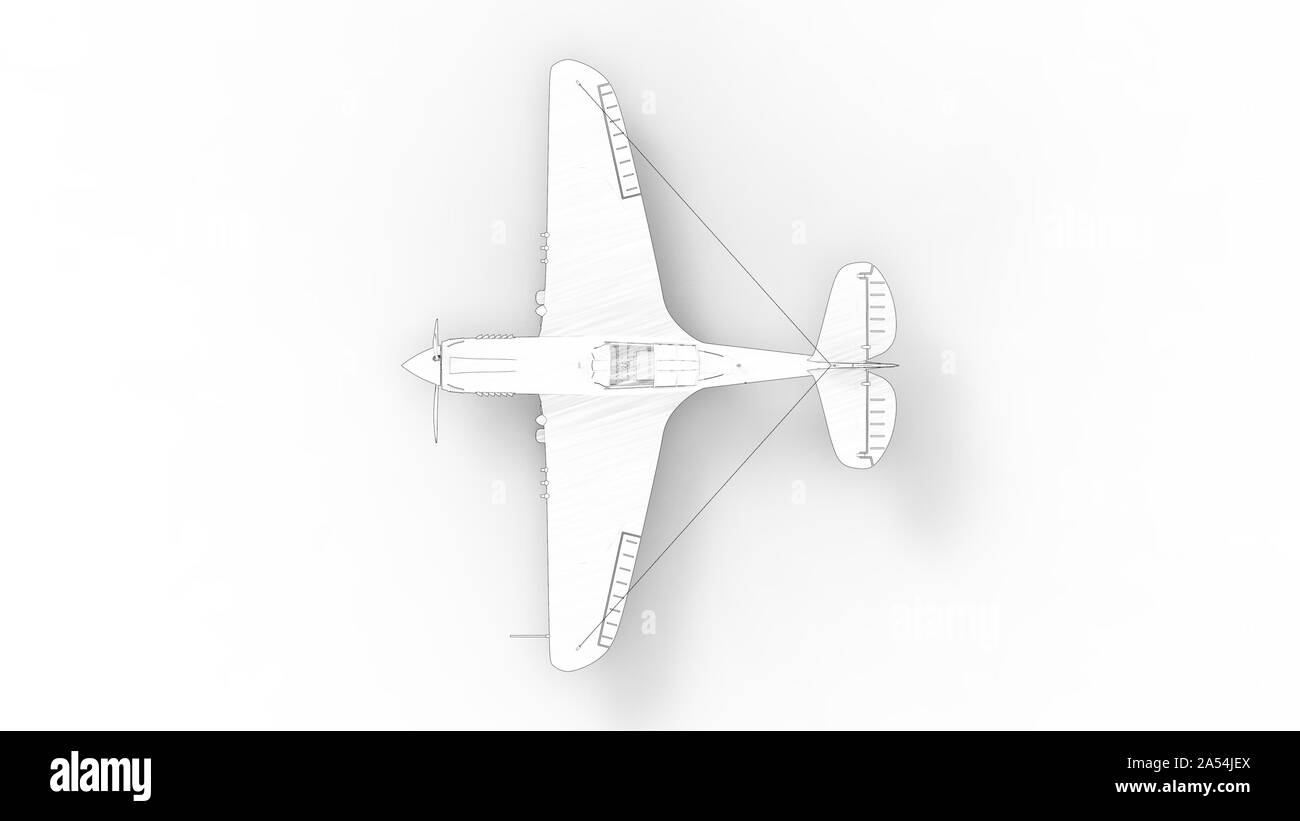 Line drawing illustration of a world war two fighter airplane Stock ...