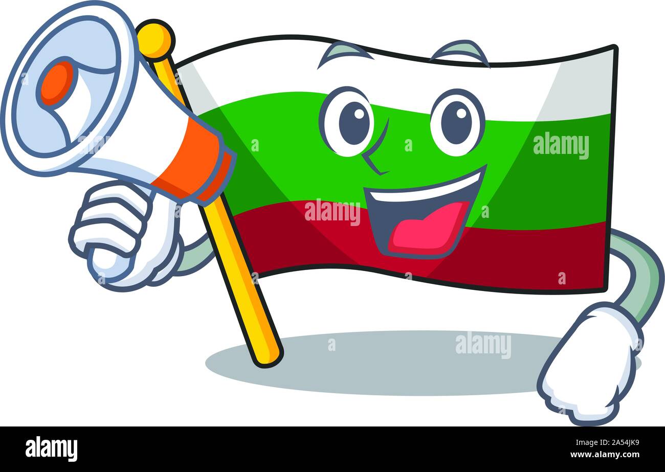 With megaphone flag bulgarian hoisted on cartoon pole Stock Vector ...