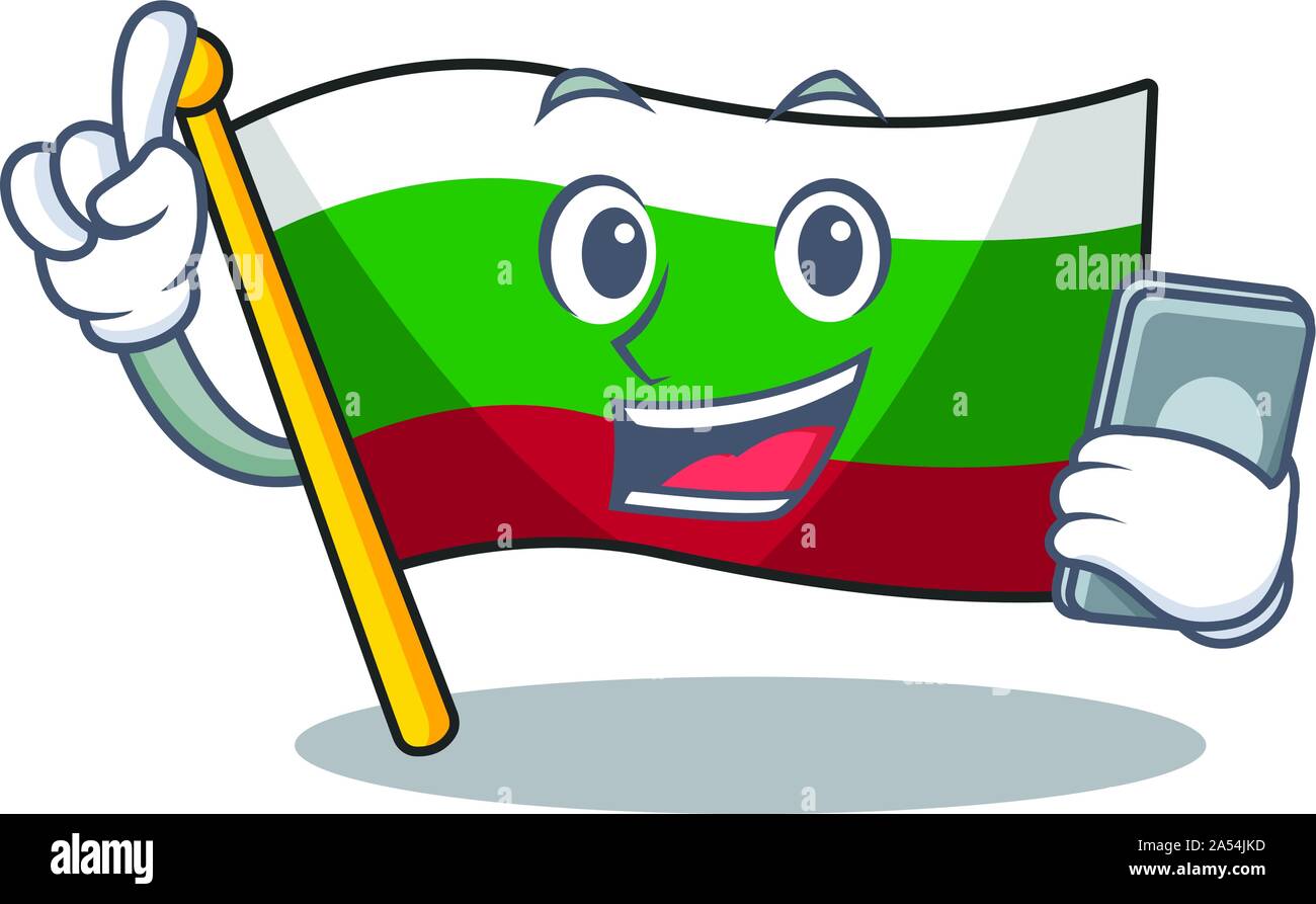 With phone flag bulgarian hoisted on cartoon pole Stock Vector Image ...
