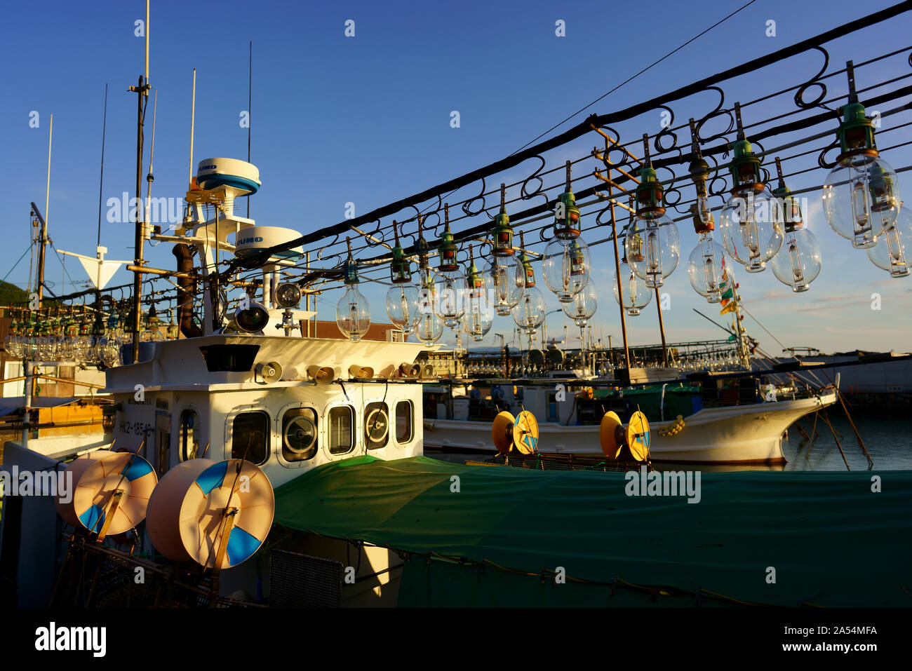 Squid Fishing Boat Stock Photo - Alamy