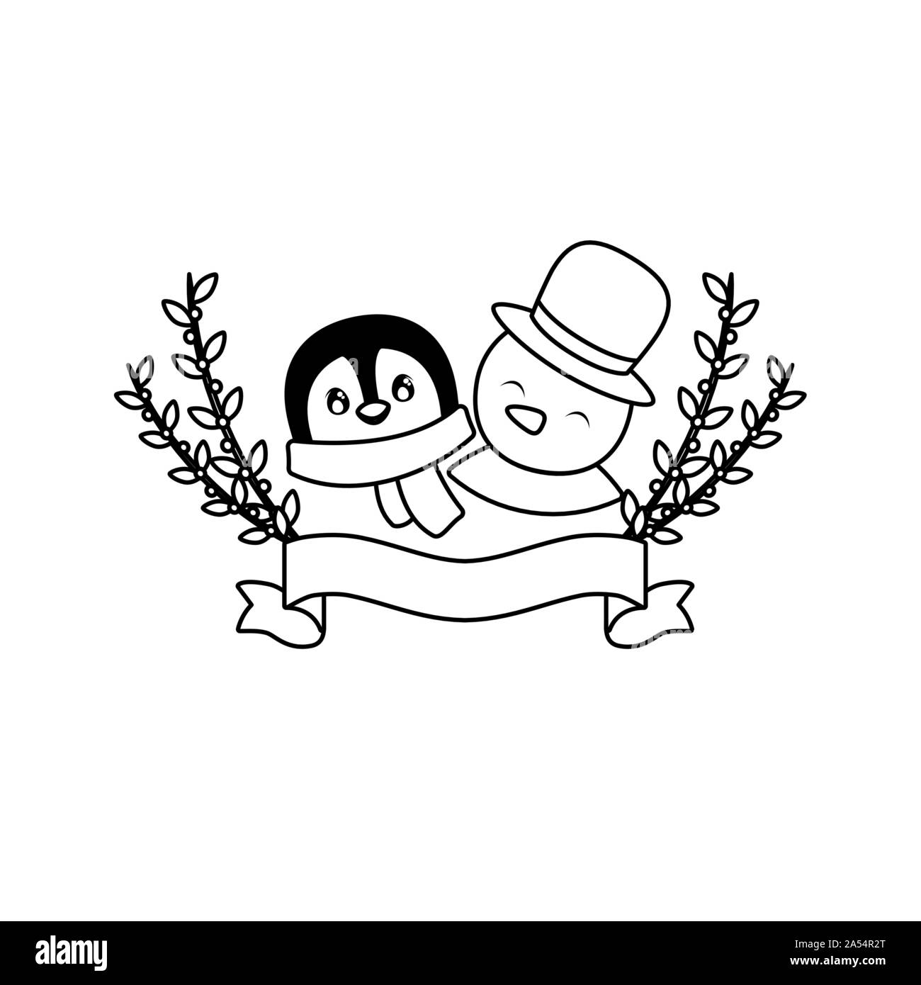 head of penguin and snowman on white background Stock Vector Image ...