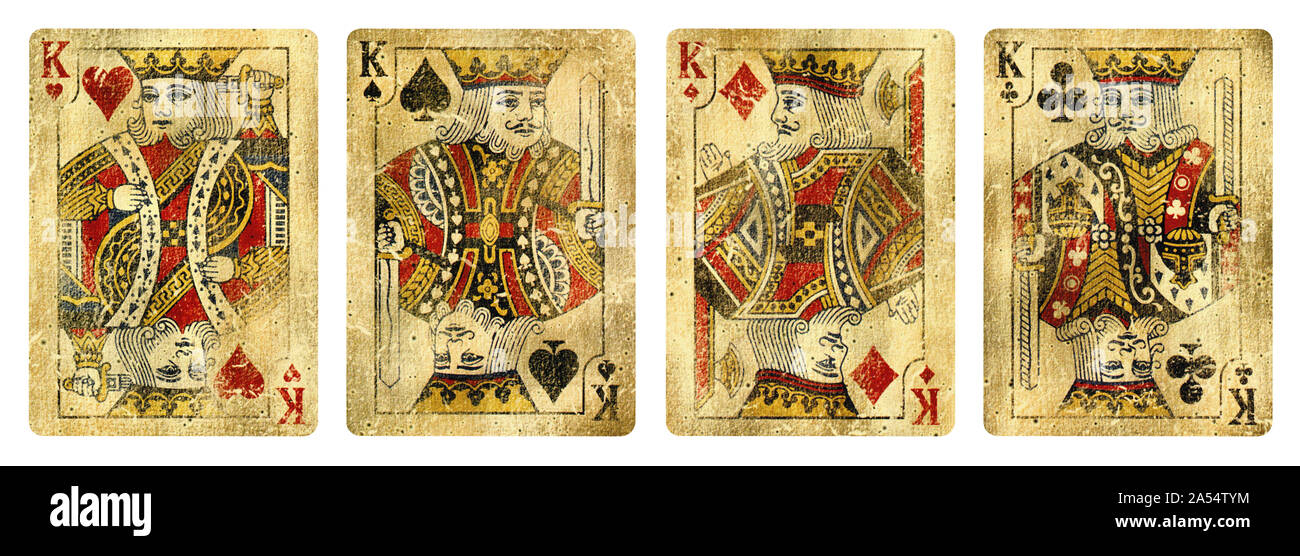 Four Kings Playing Cards - isolated on white Stock Photo - Alamy