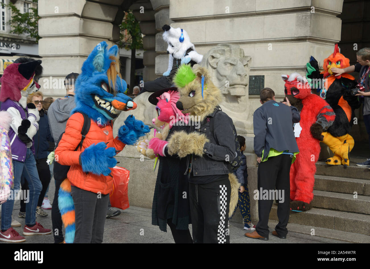 Fur protesters, in animal costume, Nottingham Stock Photo - Alamy
