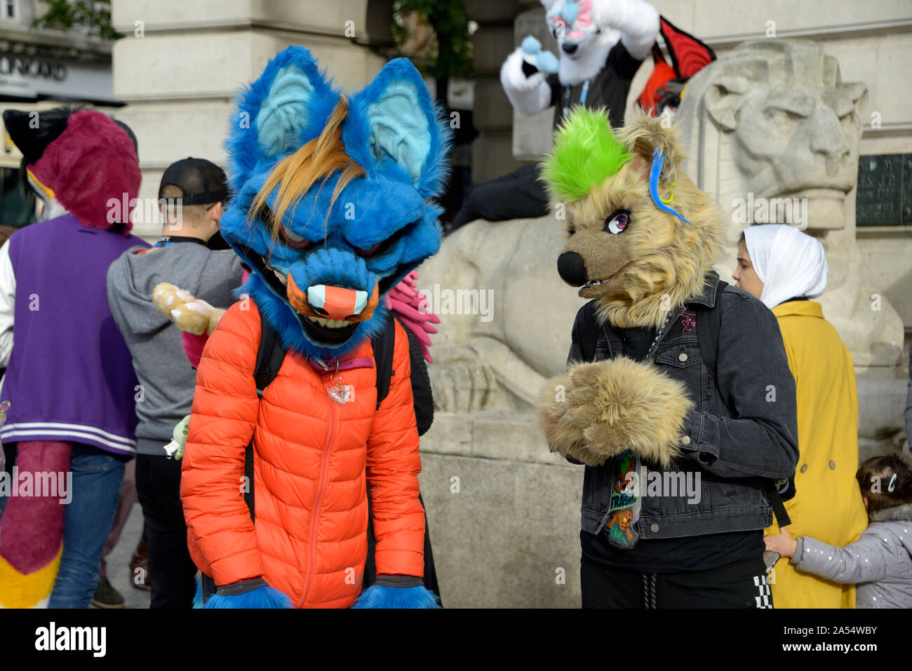 Fur protesters, in animal costume, Nottingham Stock Photo - Alamy