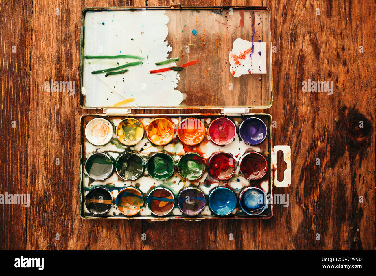 plan view of a watercolor paint box Stock Photo - Alamy