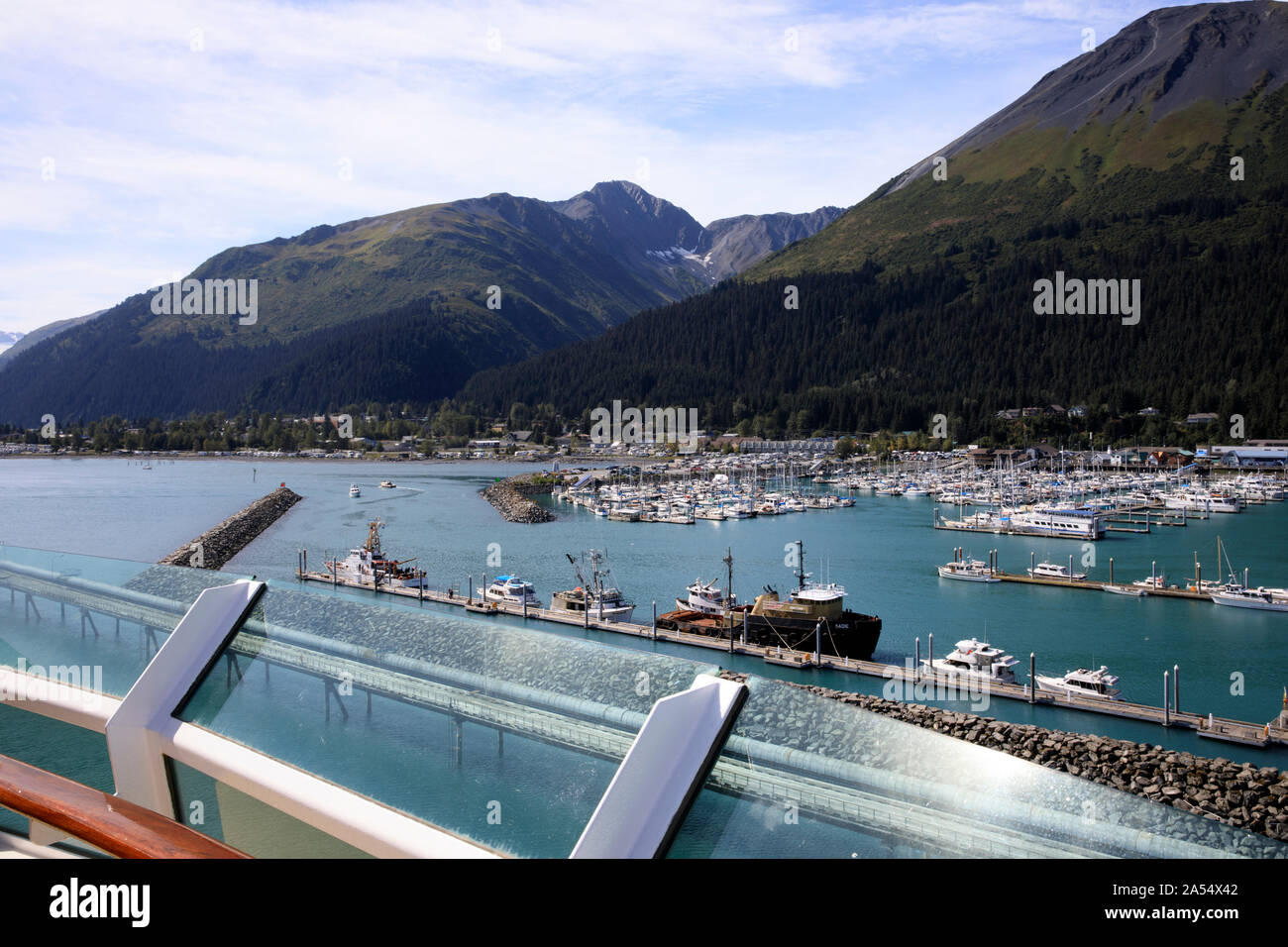 Seward port view from cruise ship deck, Seward, Alaska, USA Stock Photo ...