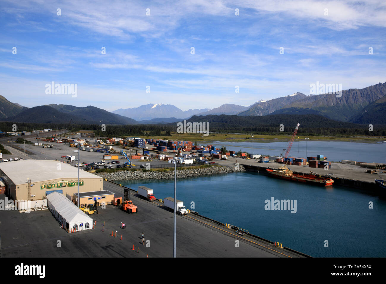 Seward port view from cruise ship deck, Seward, Alaska, USA Stock Photo ...