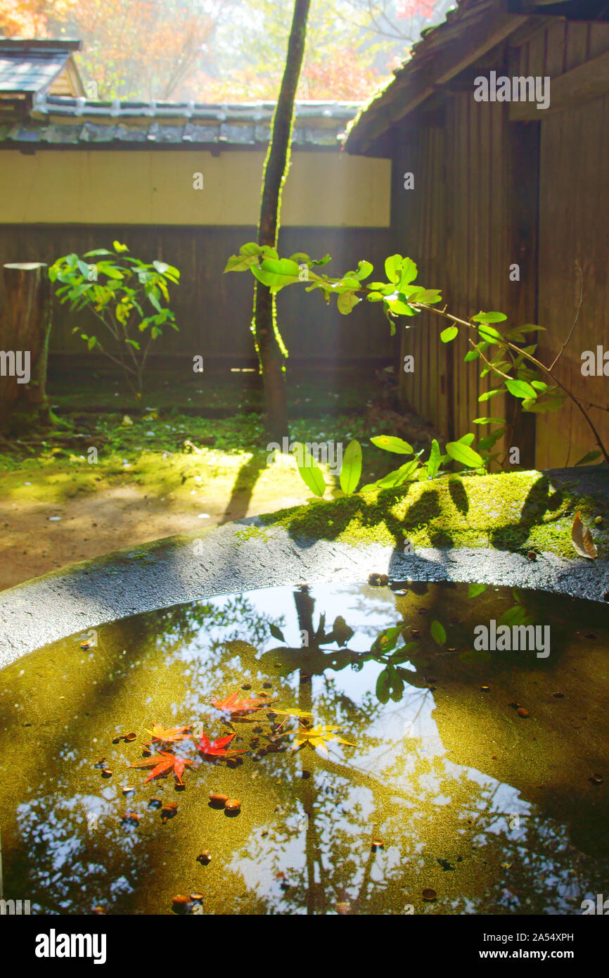 Japanese hand washing bowl Stock Photo - Alamy