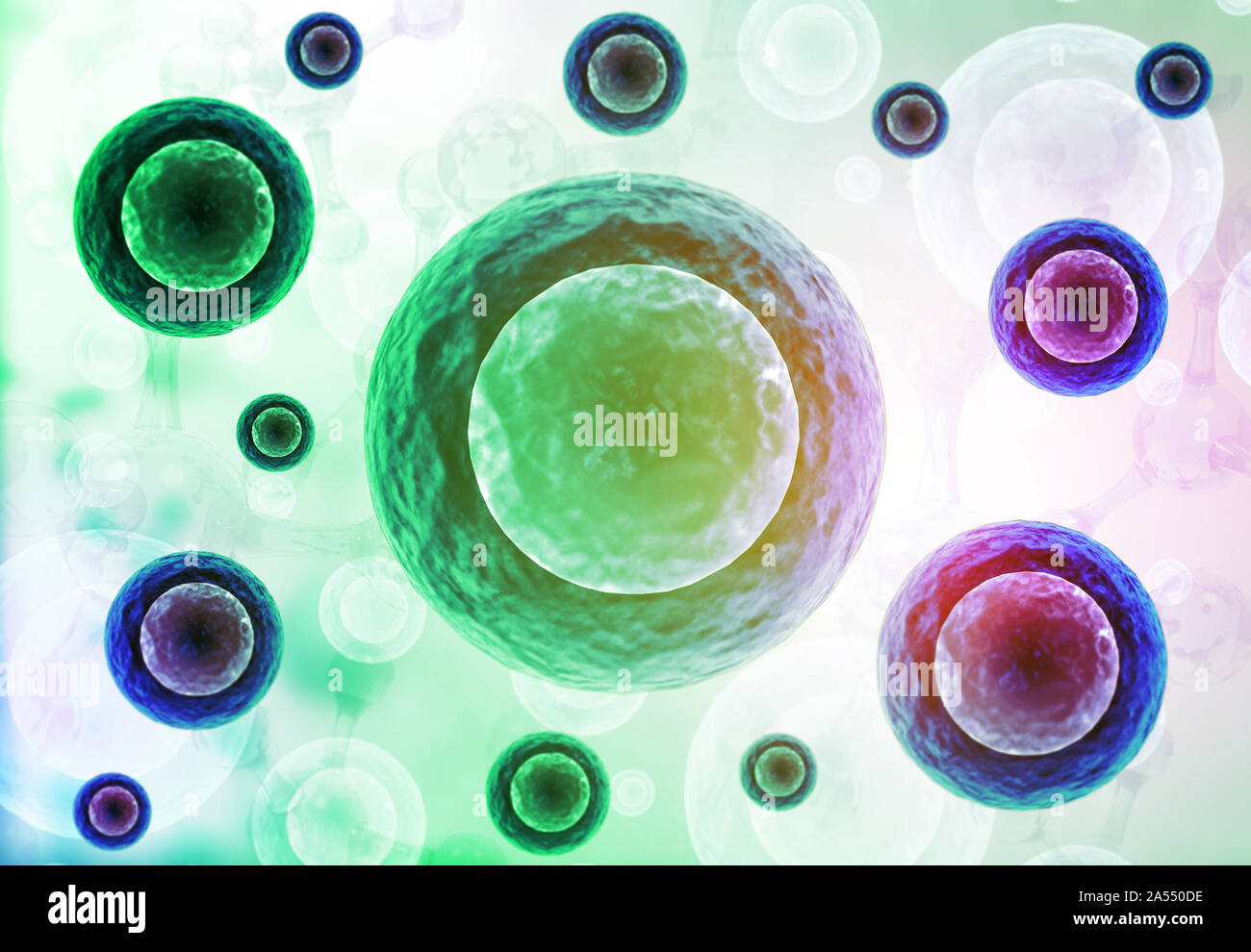 Human cells with Scientific background. 3d render Stock Photo - Alamy