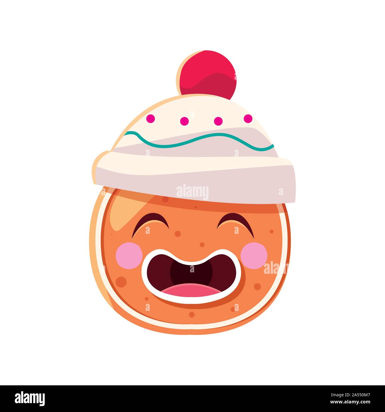 head of gingerbread man with hat in white background vector ...