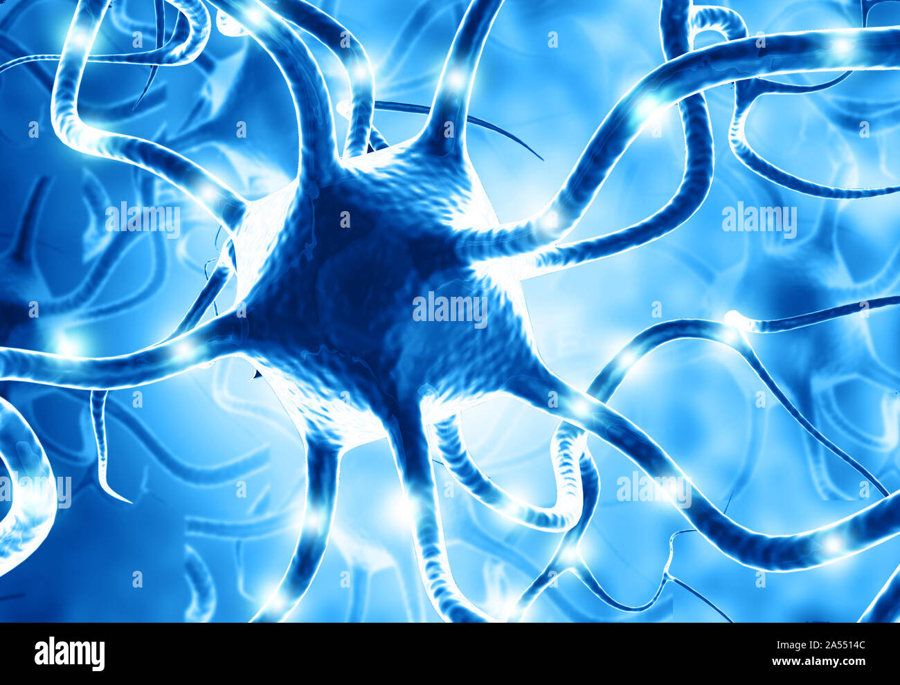 Neuron cells sending electrical chemical signals.3d illustration Stock ...