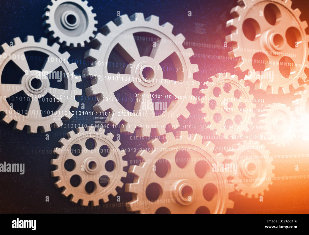 Gears and cogwheels.Futuristic technology background. 3d render Stock ...