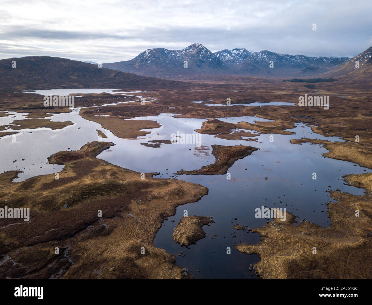 Scottish highland streams over looking Black Mount mountain range Stock ...