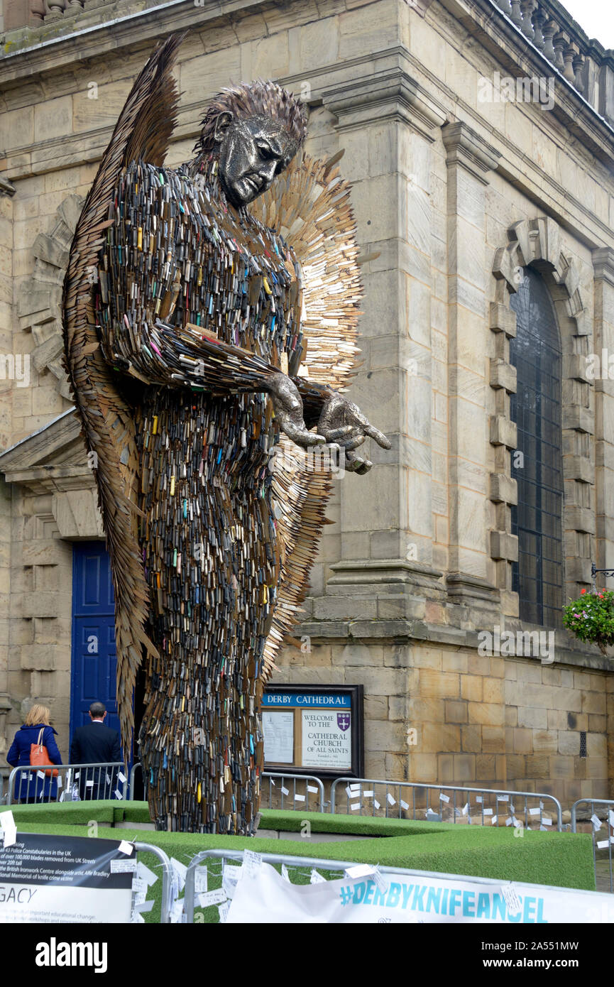 Knife Angel, statue in Derby, by the Cathedral Stock Photo - Alamy
