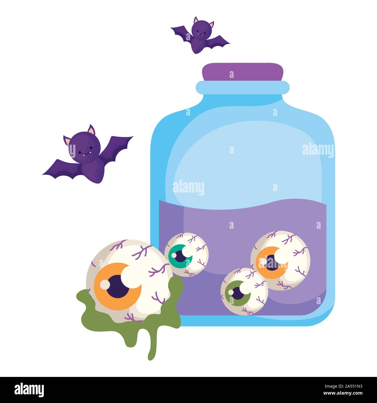 jar with eyes scary with icons of halloween vector illustration design ...