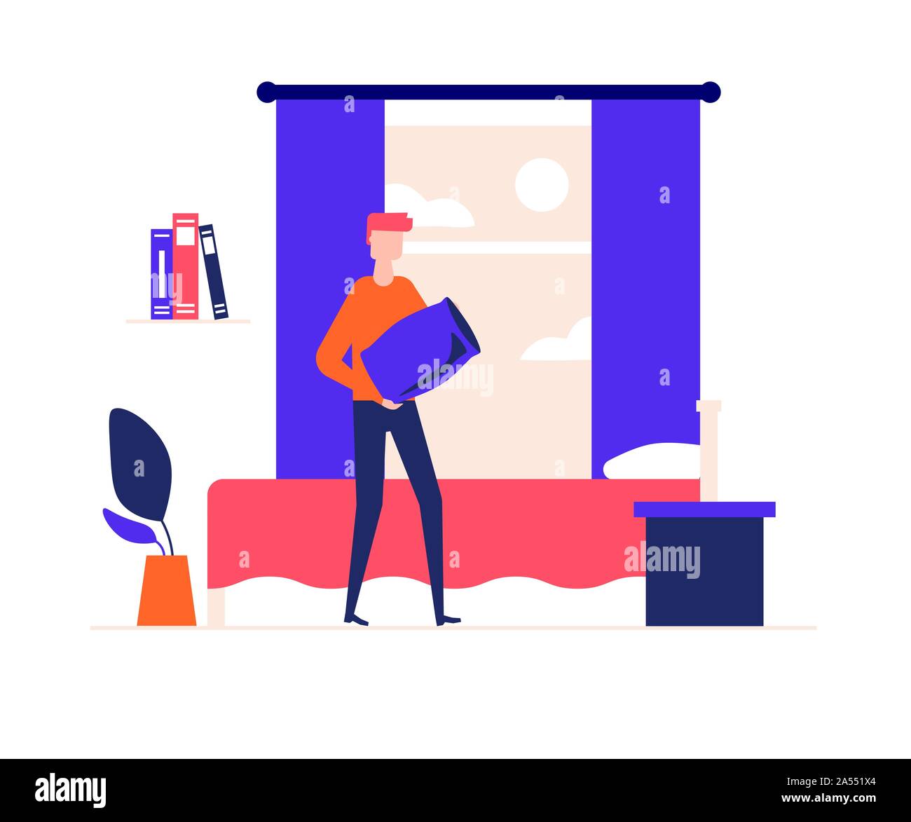 Boy making bed Stock Vector Images - Alamy