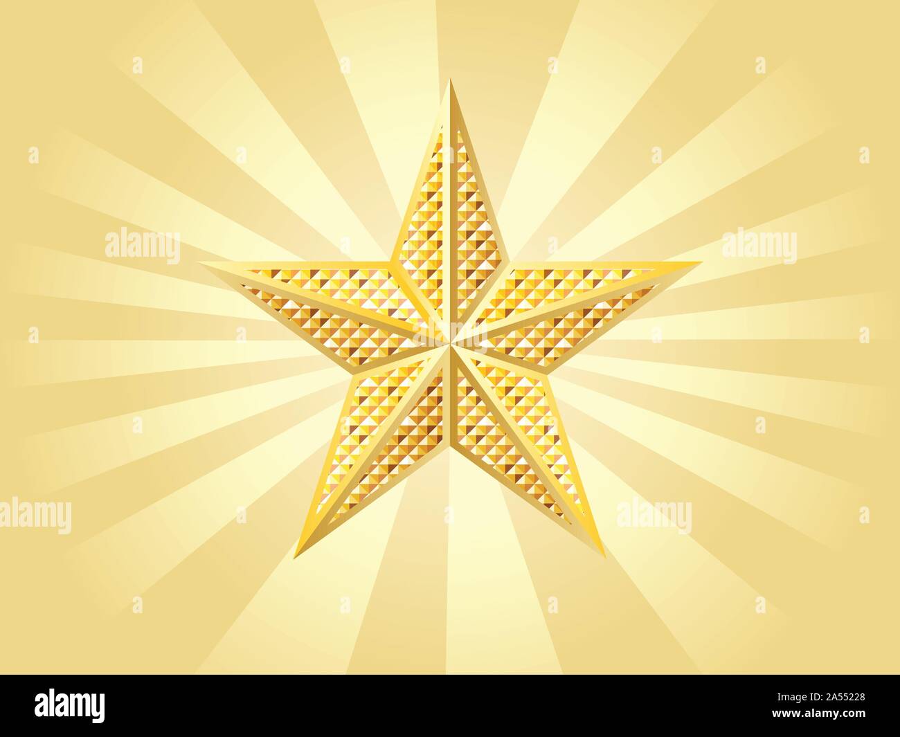 Shiny golden star on yellow background with rays Stock Vector Image ...