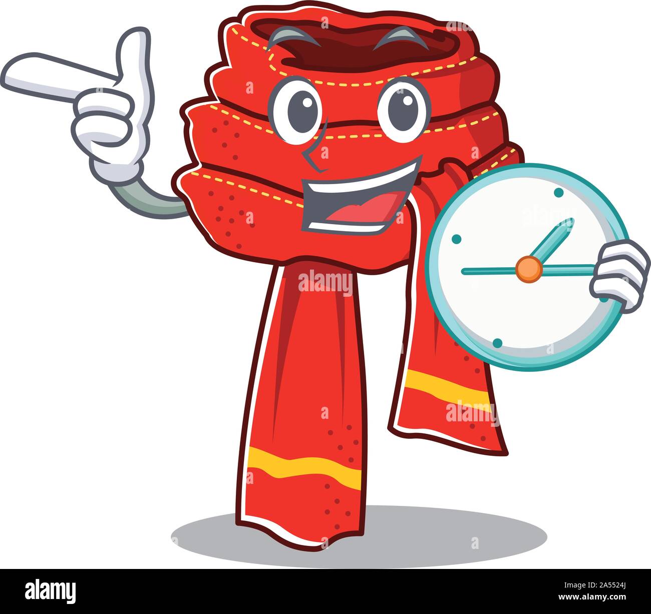 With clock scarf mascot isolated in the cartoon Stock Vector Image ...