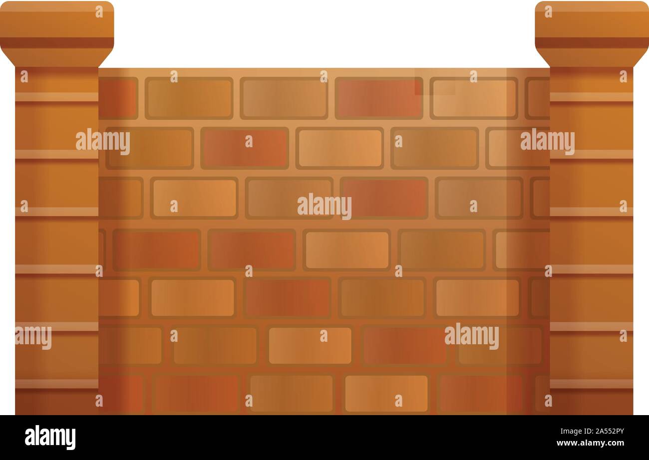 Brick fence icon. Cartoon of brick fence vector icon for web design ...