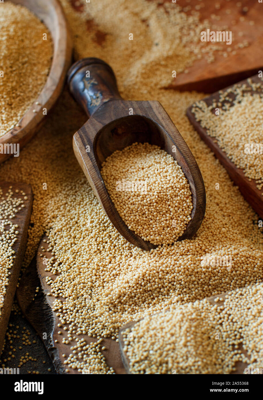 Raw Organic Amaranth grain on a dark table Stock Photo - Alamy