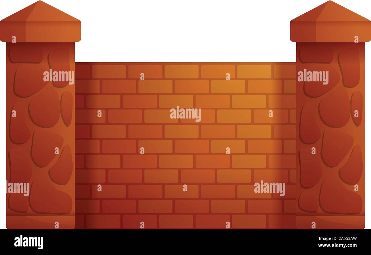Brick fence column icon. Cartoon of brick fence column vector icon for ...