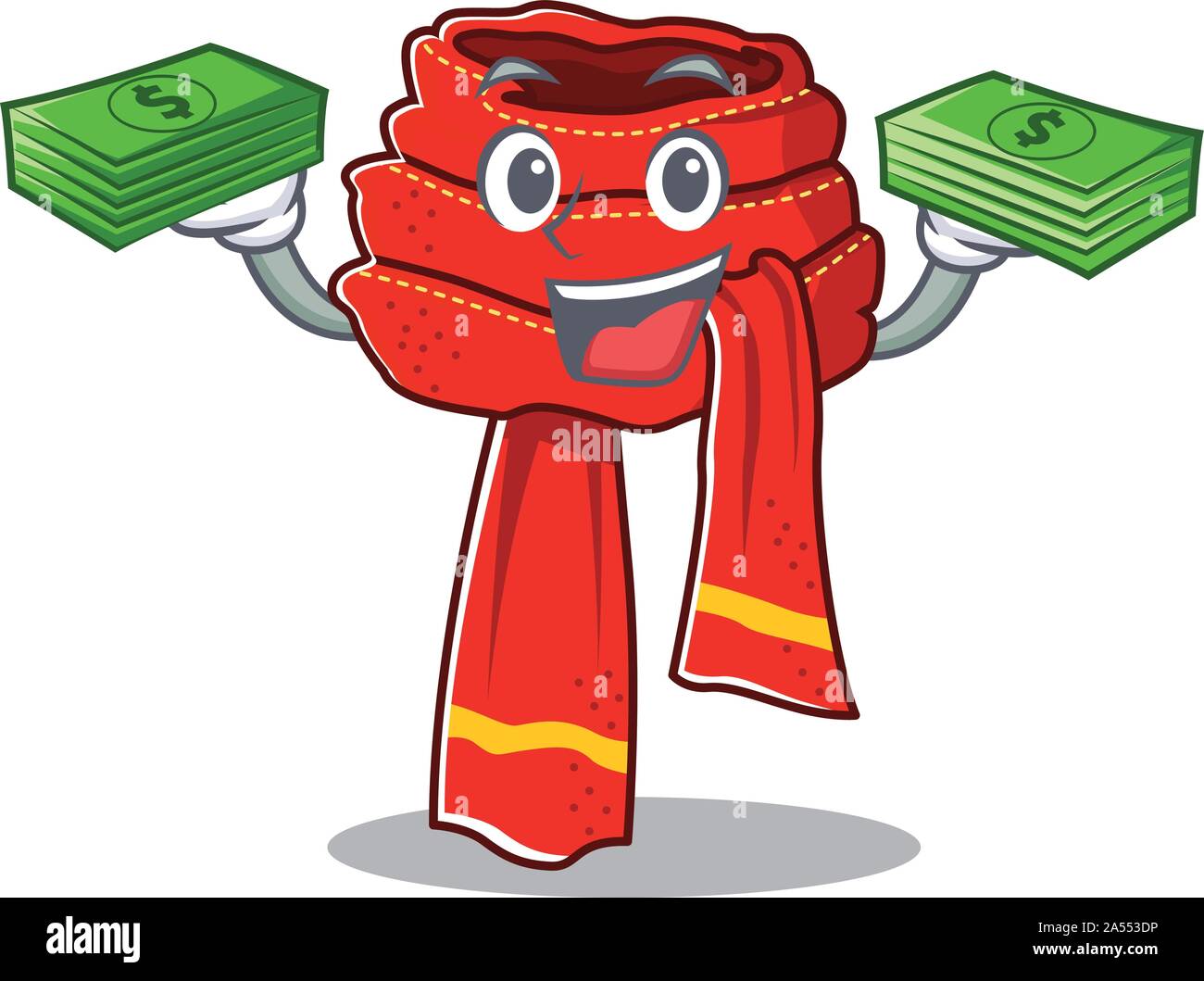 With money bag scarf cartoon with the character shape Stock Vector ...