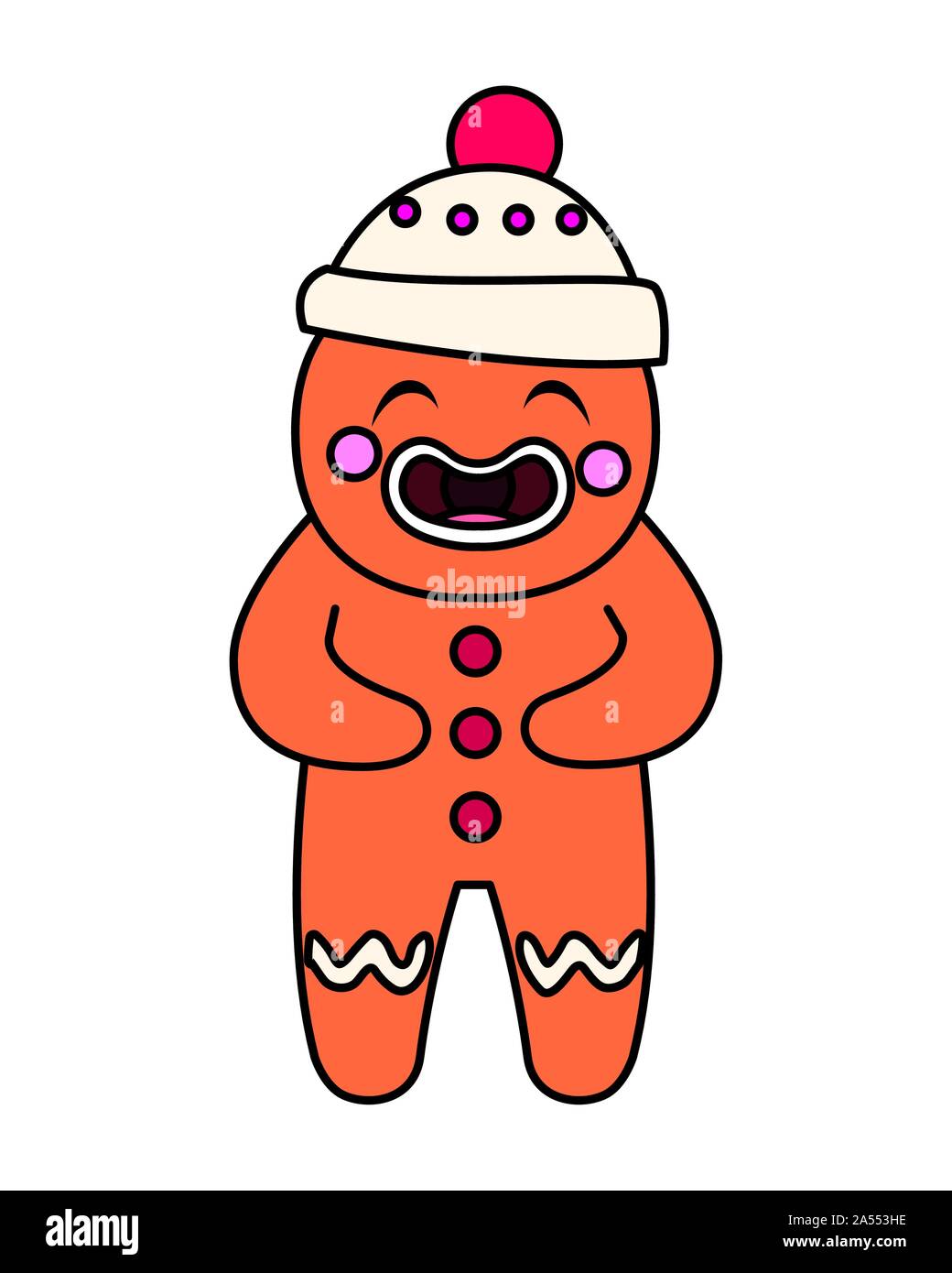 gingerbread man with hat in white background vector illustration design ...