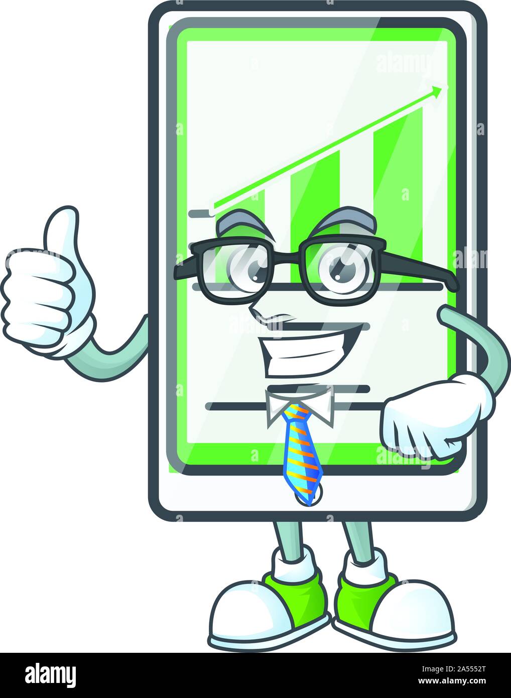 Businessman up chart vertical tablet with character Stock Vector Image ...