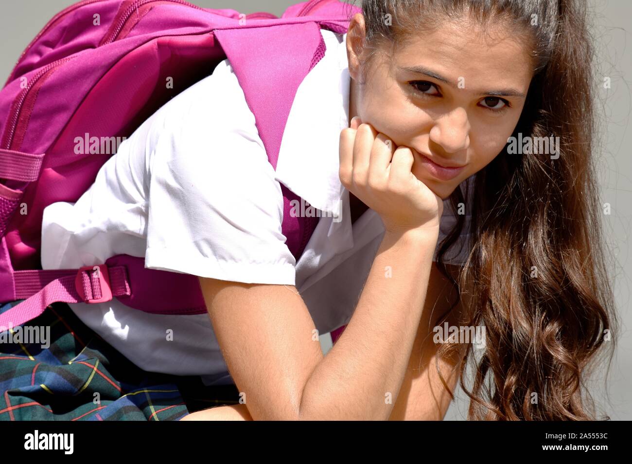 Worrisome School Girl Wearing School Uniform Stock Photo - Alamy