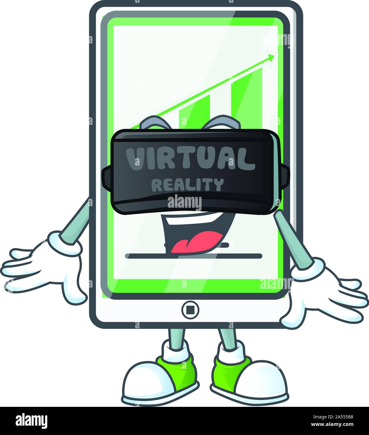 Virtual reality up chart vertical tablet on white background Stock ...