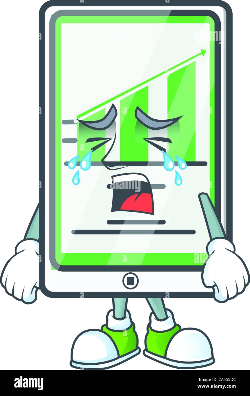 Crying up chart vertical tablet on white background Stock Vector Image ...