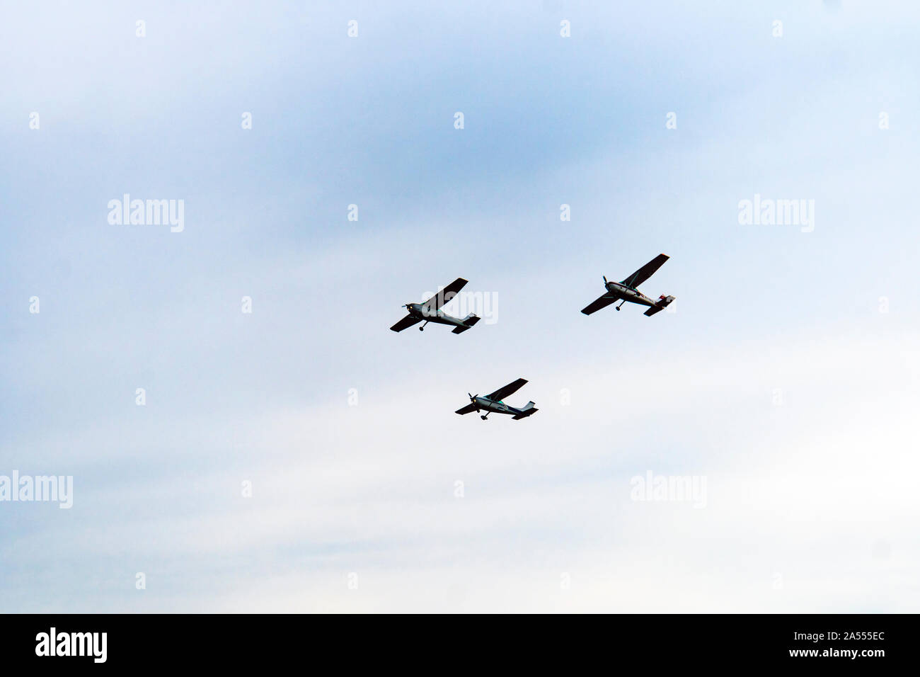 Three Airplanes flying on airshow, Performance, Skill and Teamwork ...